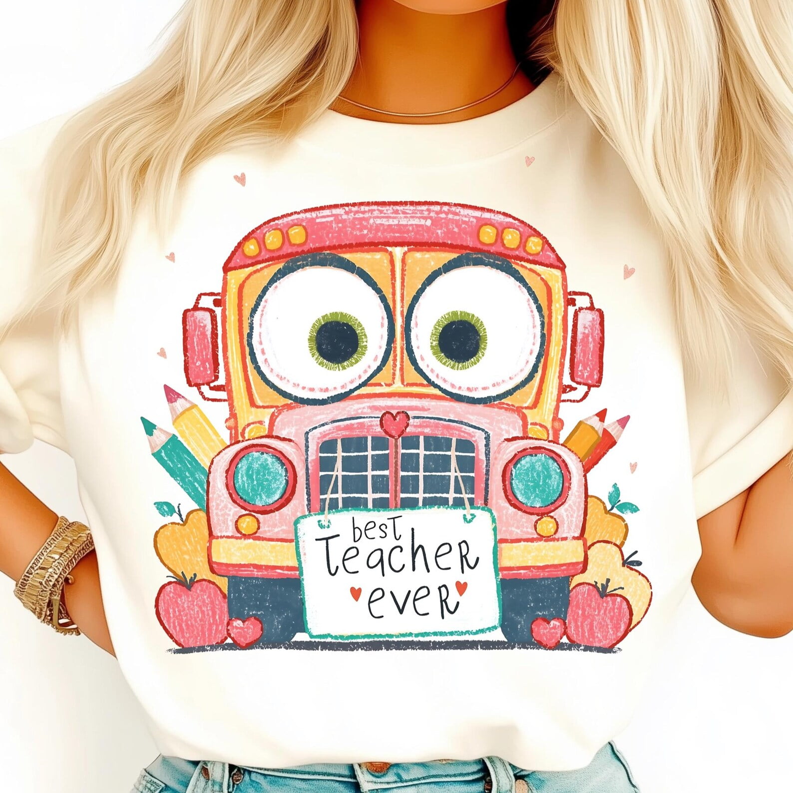 Best Teacher Ever Bus Shirt, Back To School Teacher Shirt, Cute School ...