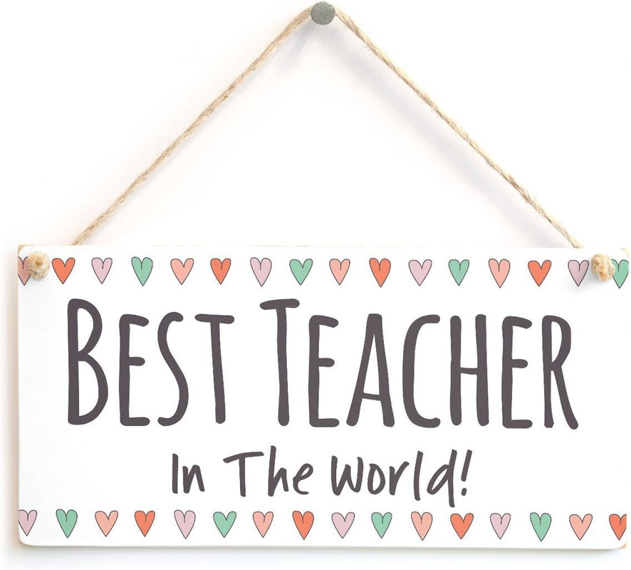 Best Teacher In The World Super Cute Little Teacher Gift Sign Hanging ...