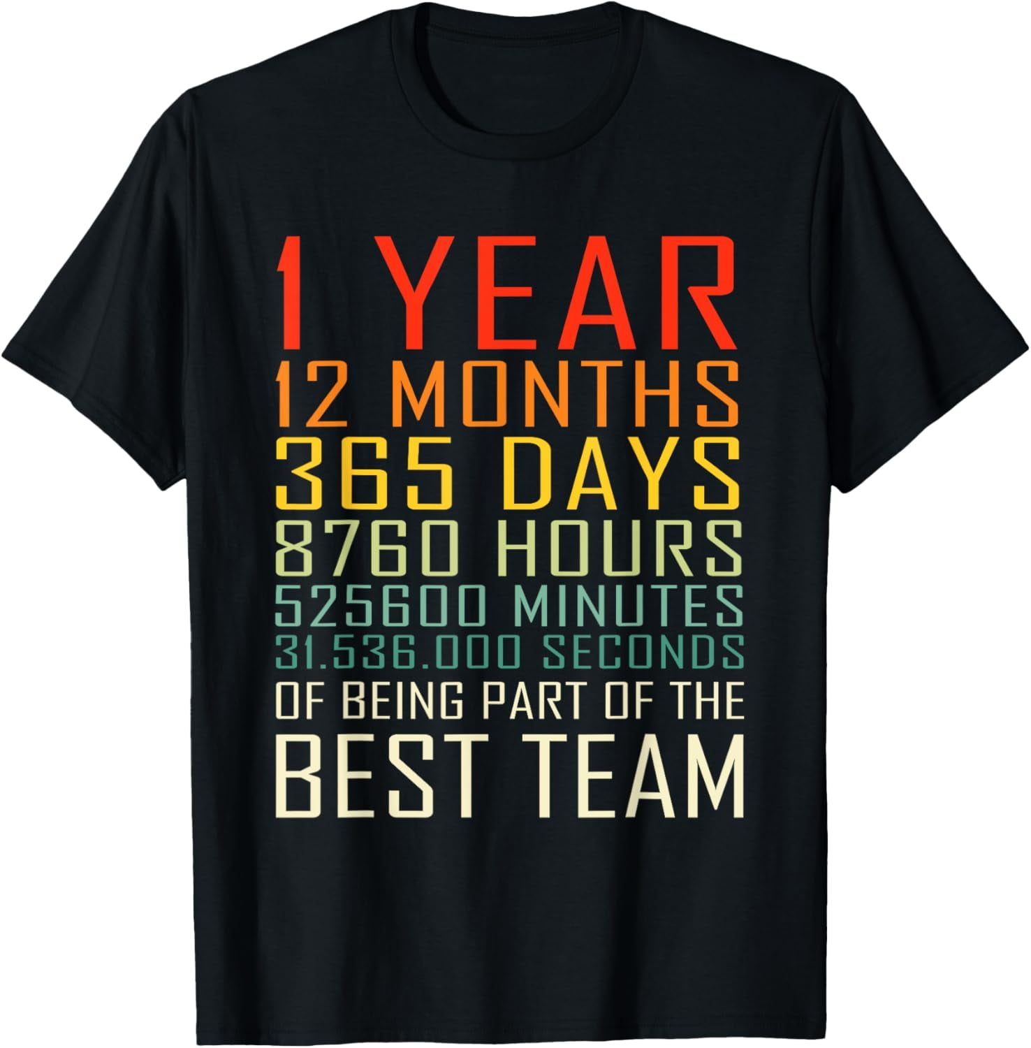 Best Team Vintage Work Anniversary 1 Years Employee T-ShirtMen's and ...
