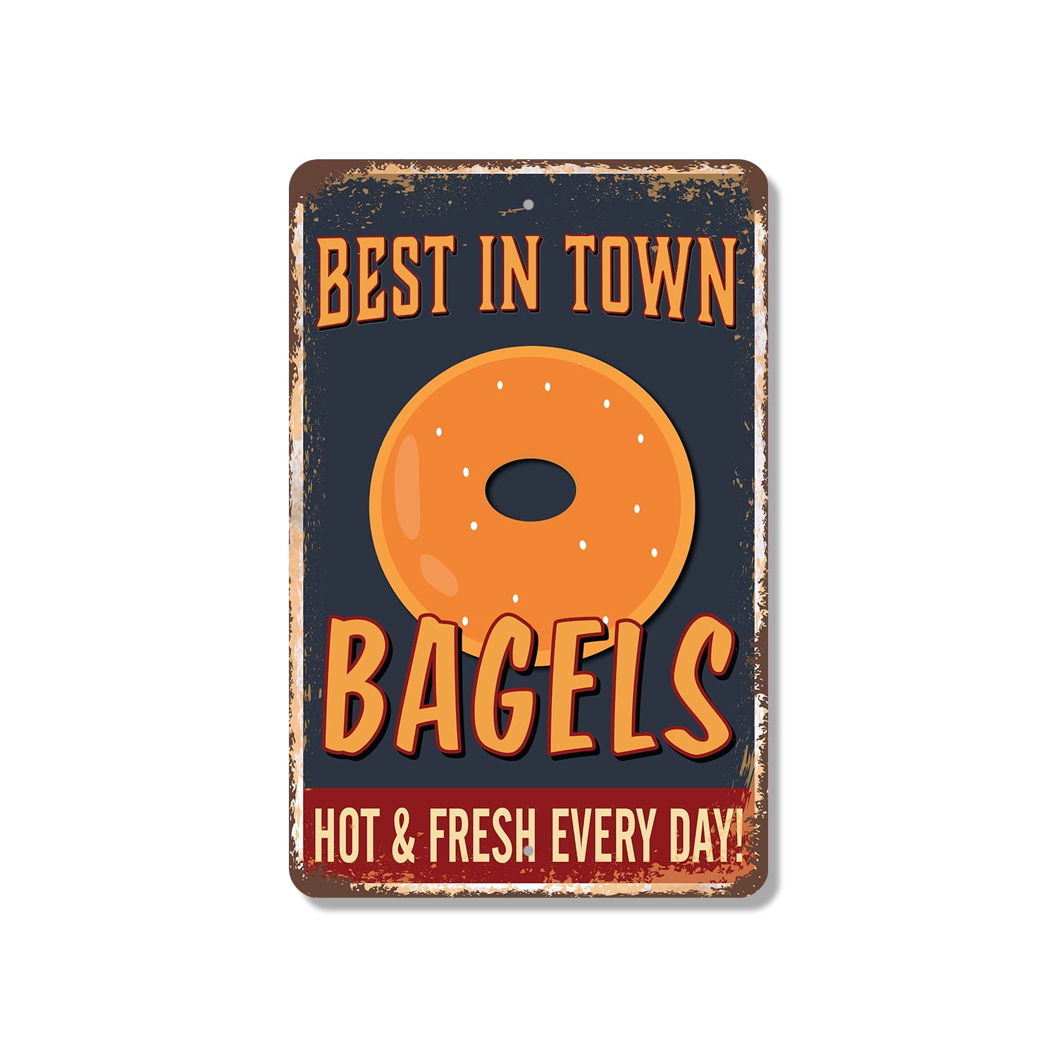 Best In Town Bagels 8 Inch x 12 Inch Novelty Plastic Sign Boiled Baked ...