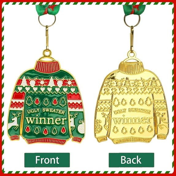 Best Ugly Sweater Contest Medal, Christmas Award with Neck Ribbon ...