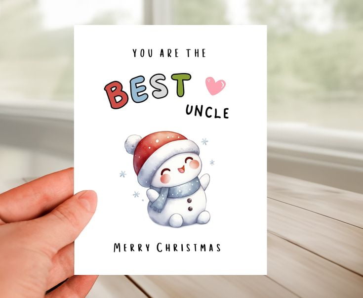 Best Uncle Christmas Card - Cute Snowman Design with “You Are the Best ...