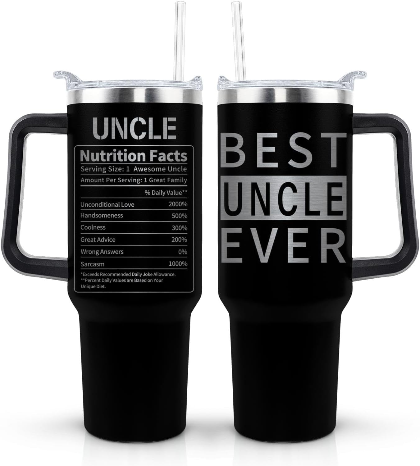 Best Uncle Ever Gifts 40oz Tumbler with Handle and Lid Straw, Auntie ...