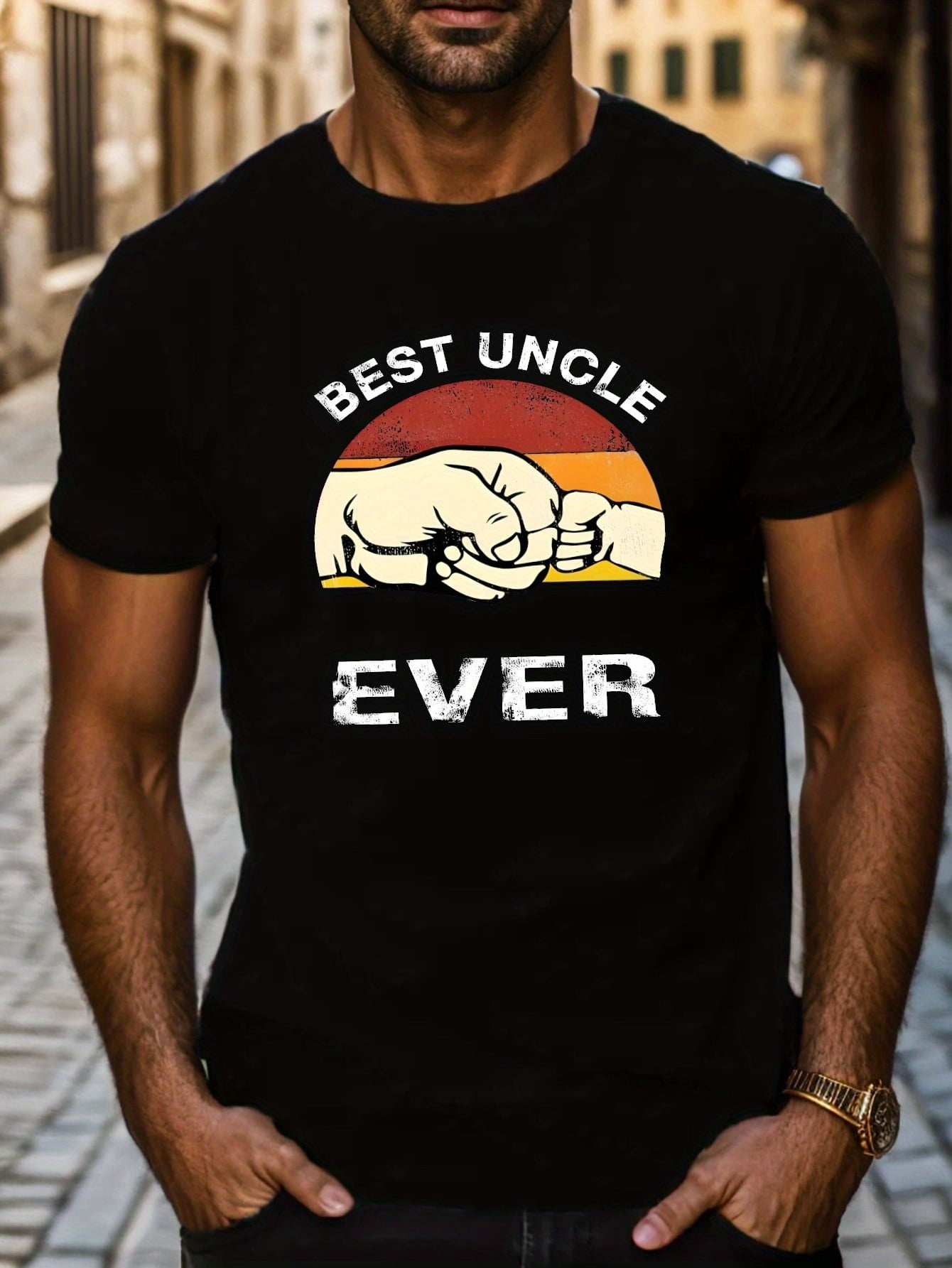 Heavyweight Cotton T-shirts,Best Uncle Ever" Men's Casual T-Shirt ...