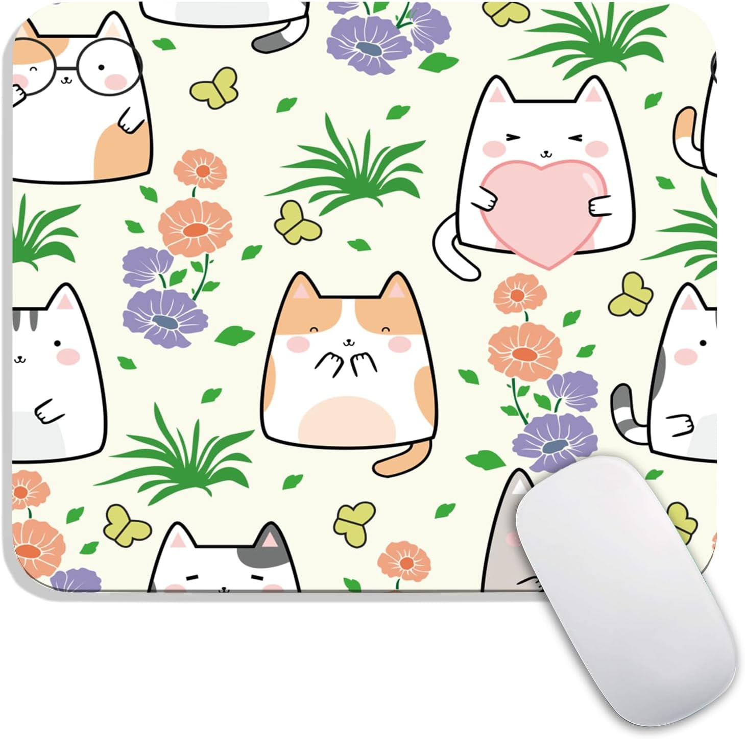 Best Value Cute Cat Square Custom Mouse Pad, Premium Textured Washable ...