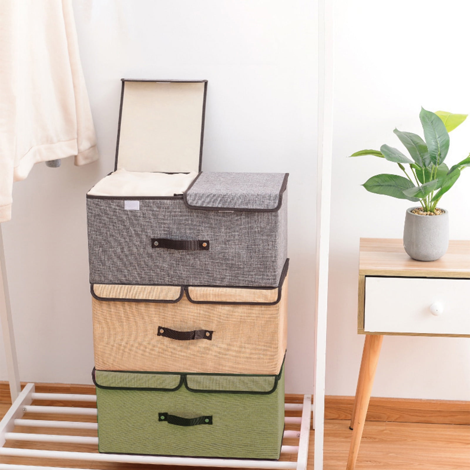 Best Value Offer, Foldable Linen Storage Bins, Double Lid Handles, Home ...