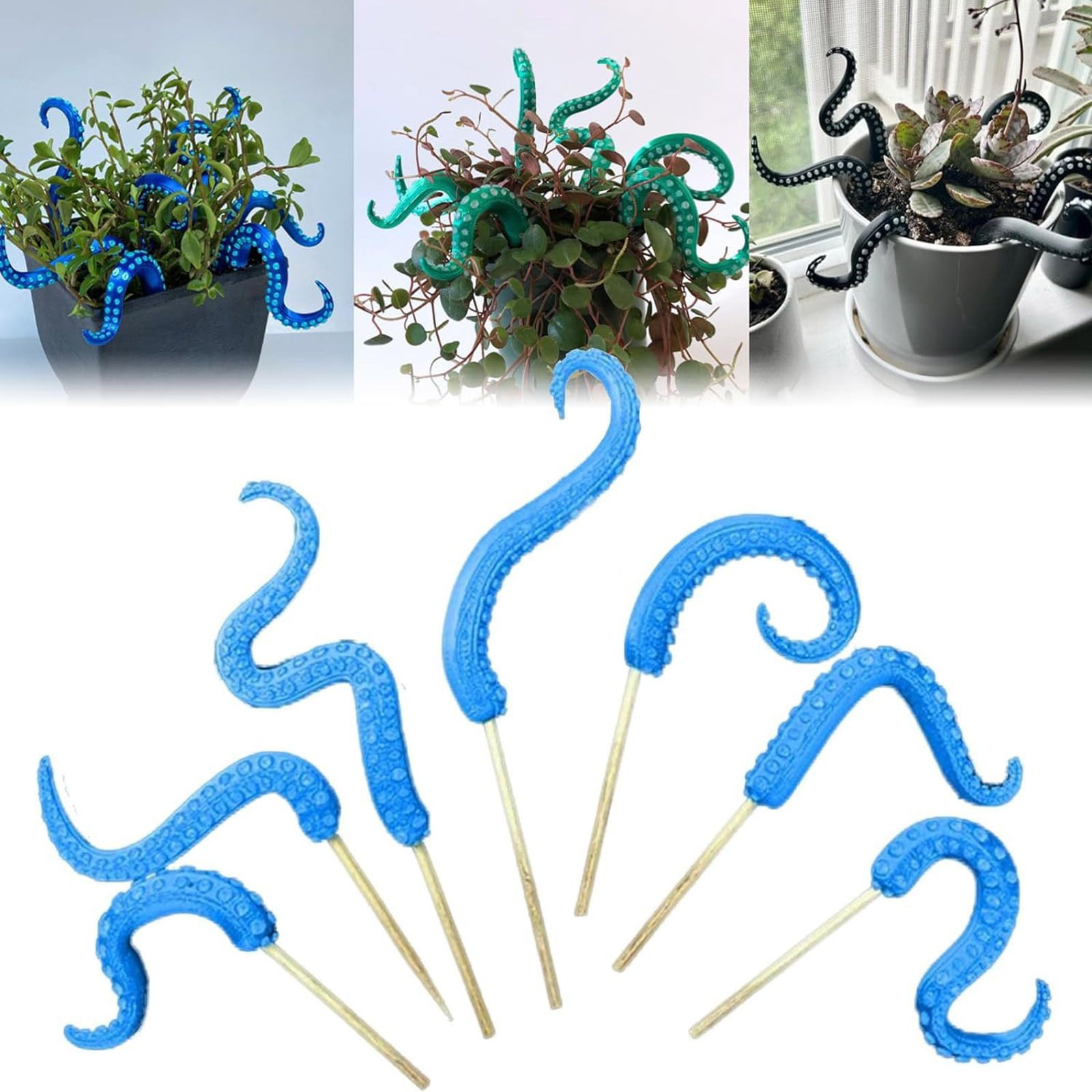 Octopus Tentacle Planters, Sea Monster Bonsai Vases, 7-Piece Set, Glass ...