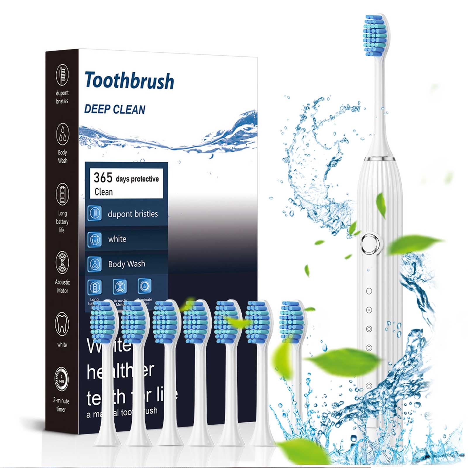 Best Value Offer, Toothbrush, 8 Brush Heads, 6 Modes, Waterproof IPX7 ...