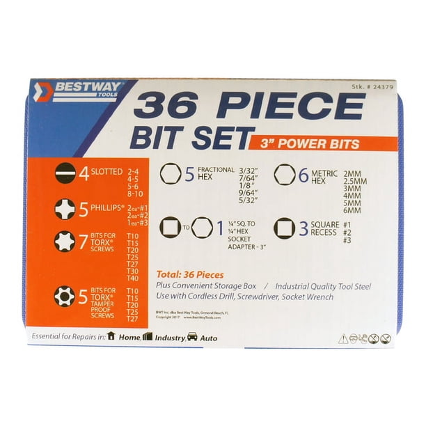 Best Way Tools 36-Piece Power Screwdriver Bit Set - Walmart Business ...