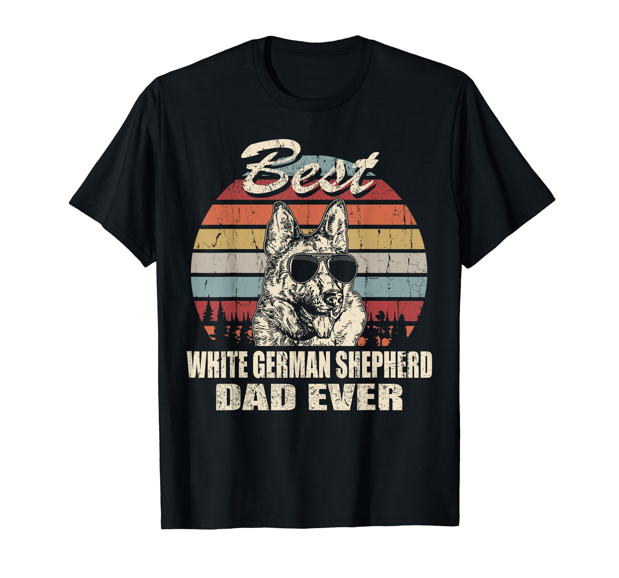 Best White German Shepherd Dad Ever Vintage Retro Dog Dad T-Shirt For ...