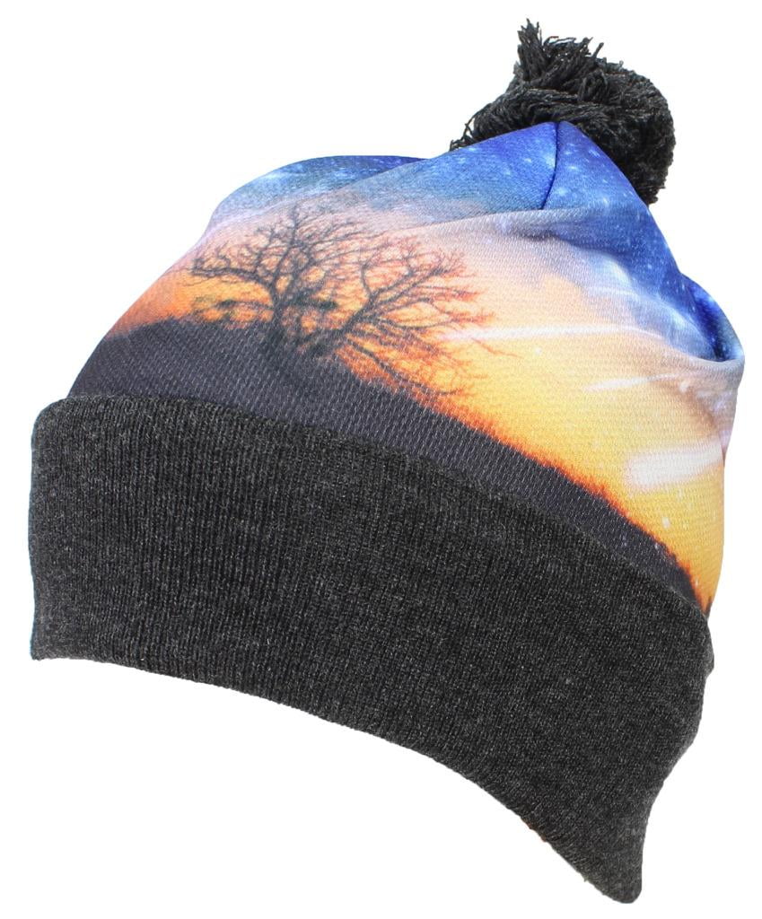 Best Winter Hats Adult Sublimation Print Cuffed W/Pom Pom - Gray W ...
