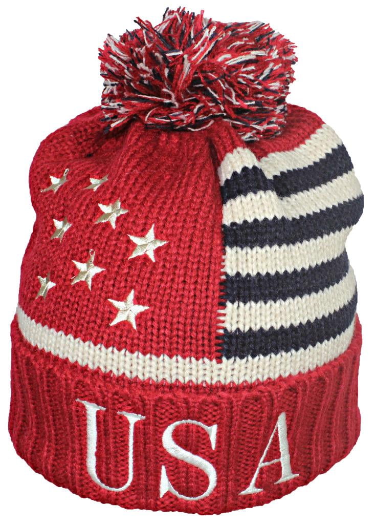 Best Winter Hats American Flag Beanie Embroidered USA Centurion Font W ...