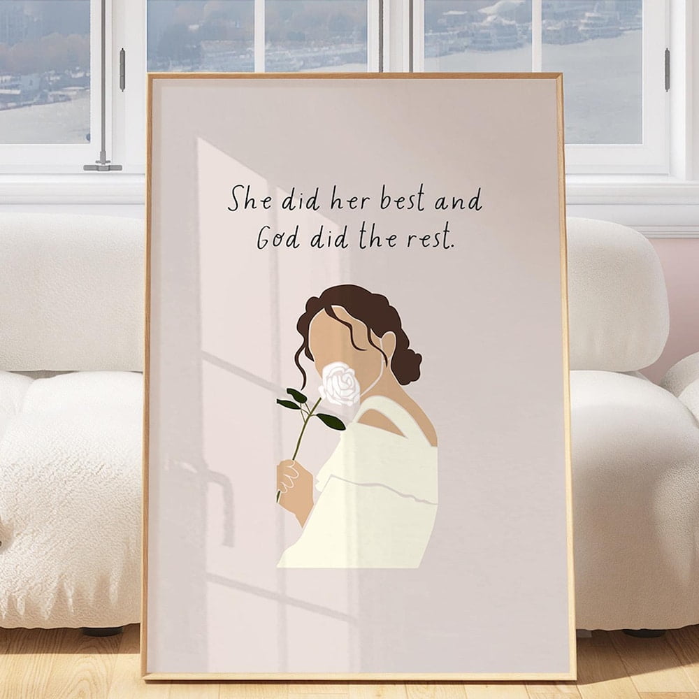 She Did Her Best Woman Abstract Art Christian Wall Art Christian Prints ...