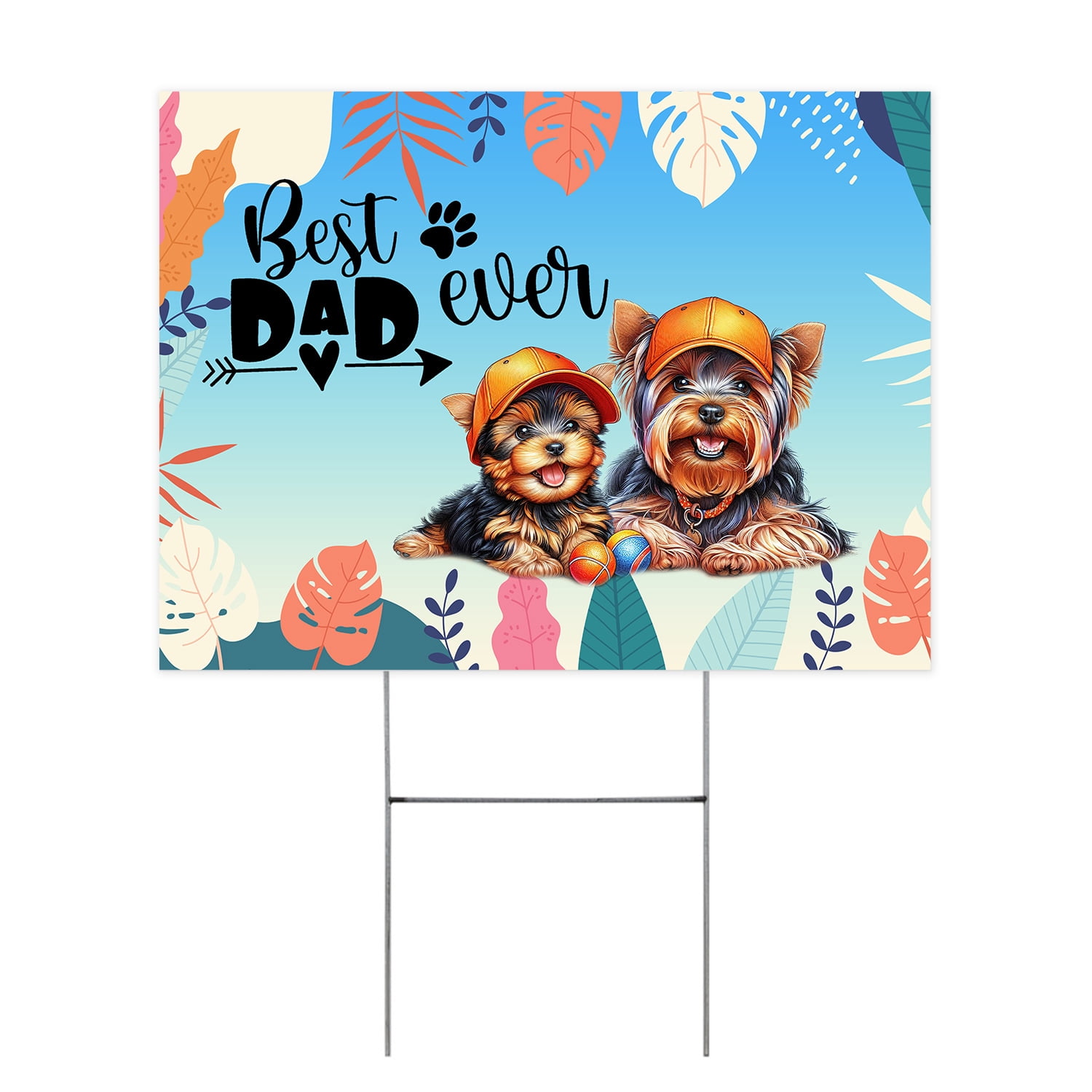 Best Yorkshire Terrier Dad Ever Happy Father's Day Yard Sign Yorkie Dog ...