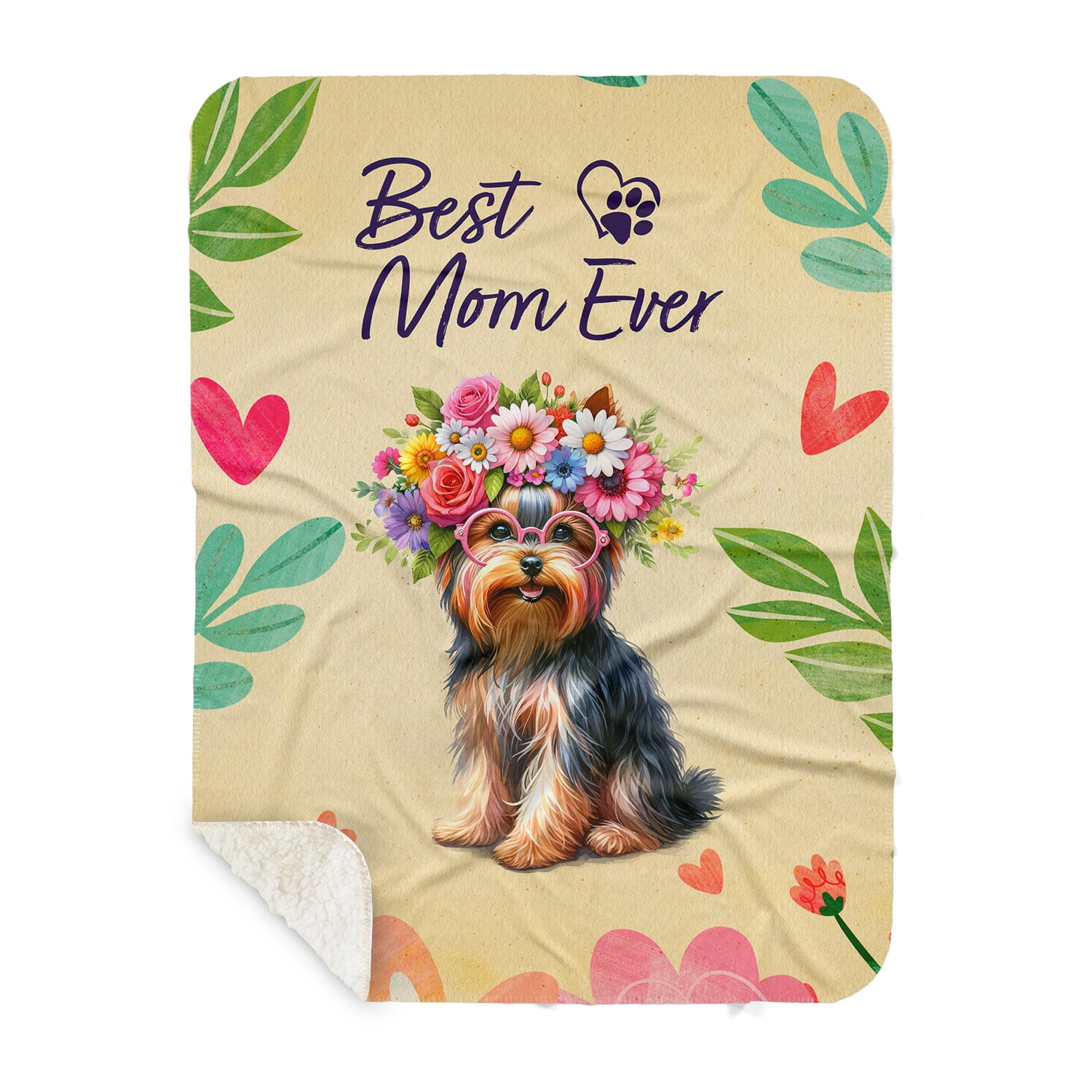 Best Yorkshire Terrier Mom Ever Happy Mother's Day Cozy Sherpa Blanket ...