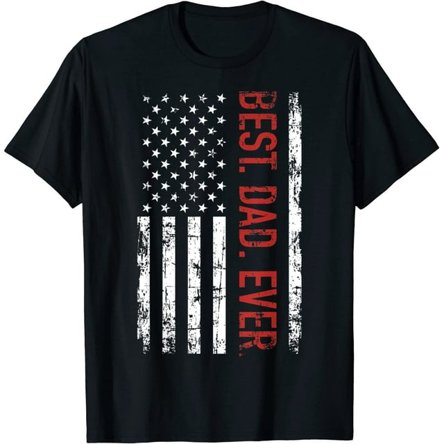 Best Dad Ever US American Flag Gift for Father's Day Short Sleeve T ...
