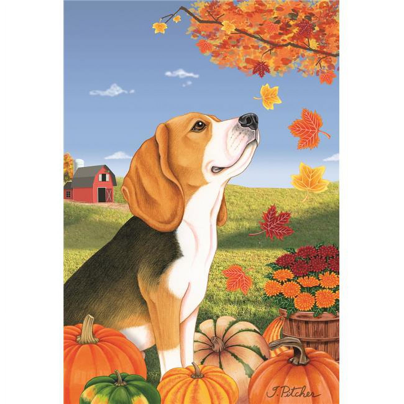 Best of Breed Beagle Autumn Leaves Themed Garden Flag for Dog Pet ...