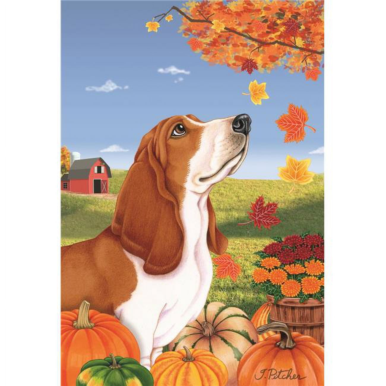 Best of Breed TP67021 Basset Hound Autumn Leaves House Flag - Walmart.com