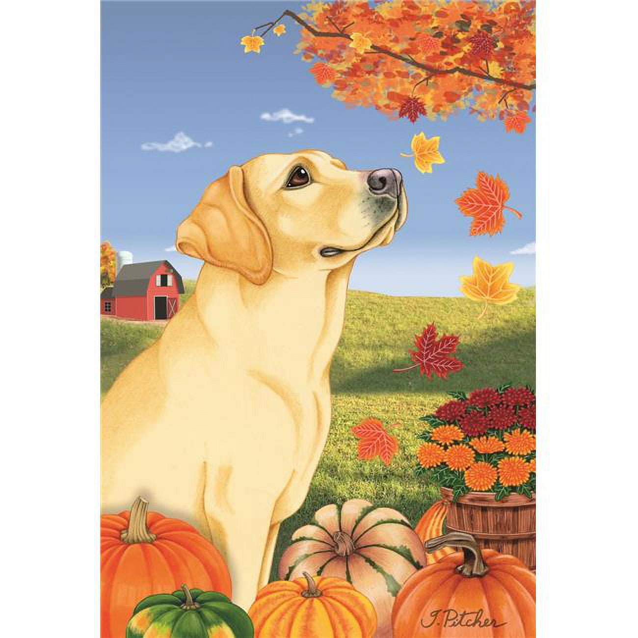 Best of Breed TP67029 Yellow Labrador Autumn Leaves House Flag ...