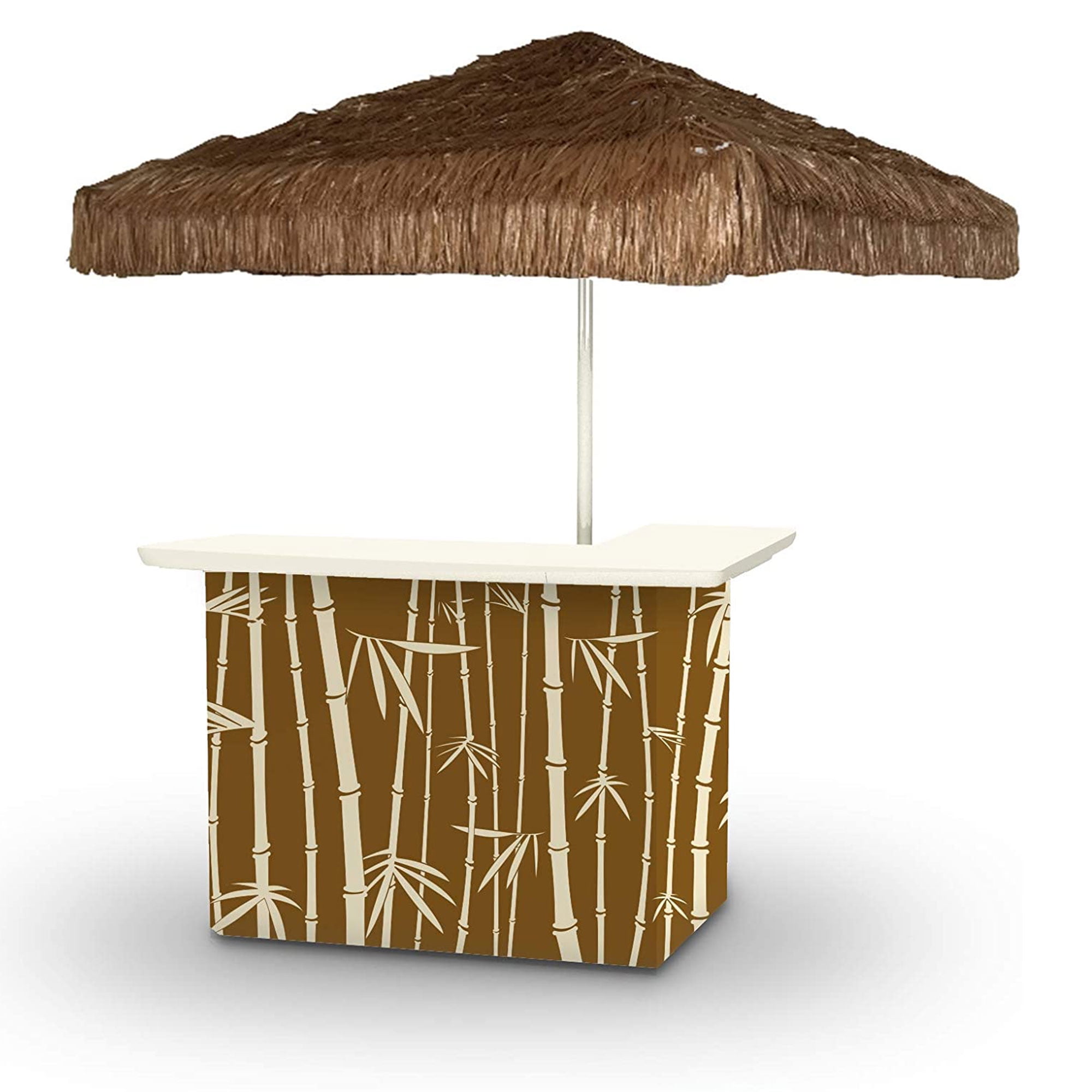 Tiki Pop Up Patio Table Bar and 8 ft Tall Square Market Umbrella ...