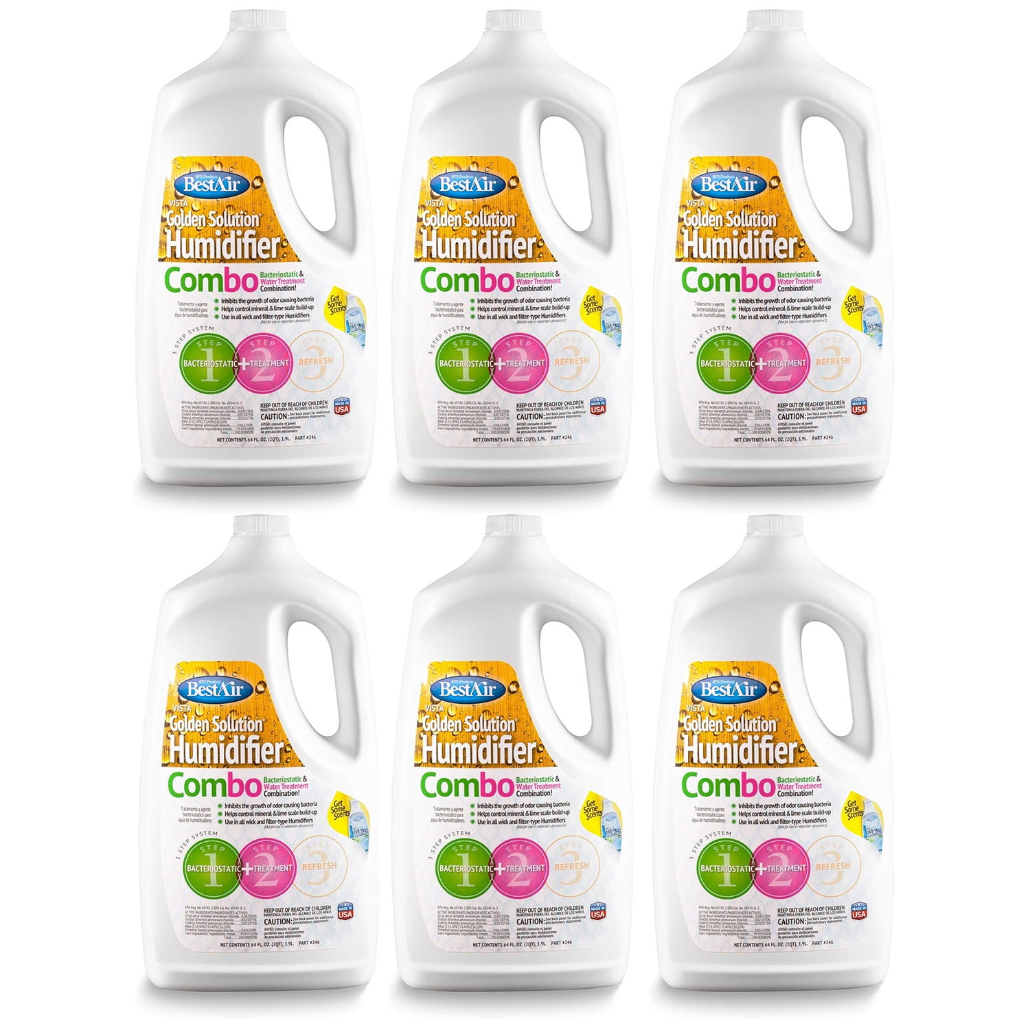 6 Pack BestAir 246-PDQ-6 Golden Solutions Humidifier Bacteriostatic ...