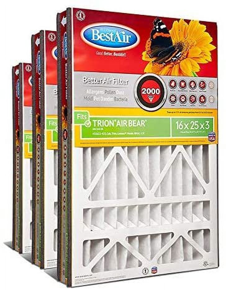 BestAir AB3-1625-11R AC Furnace Filter, 16" x 25" x 3", MERV 11, Fits ...