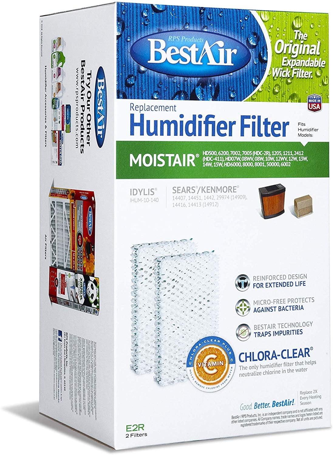 BestAir E2R Extended Life Humidifier Replacement Paper Wick Humidifier ...