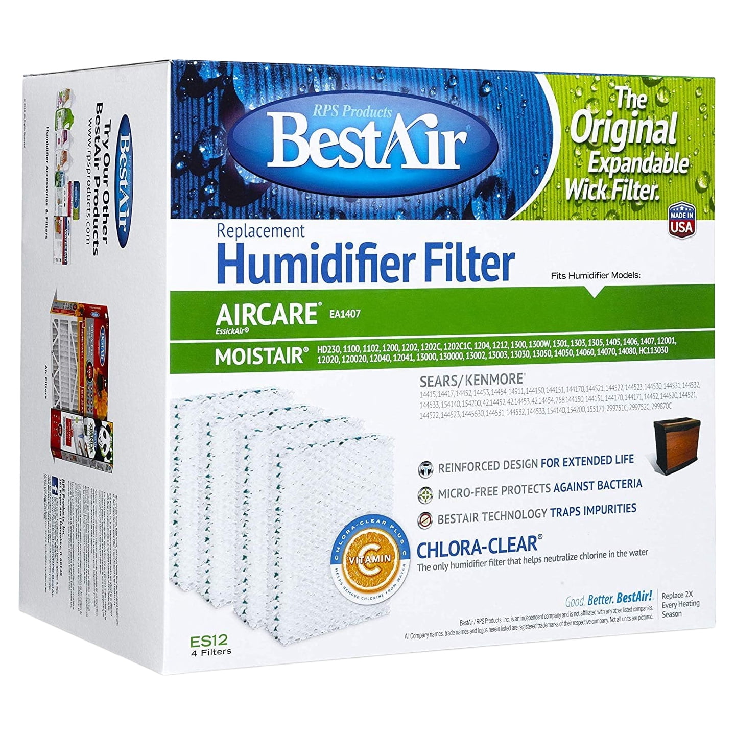 BestAir ES12-2 Extended Life Humidifier Replacement Paper Wick ...