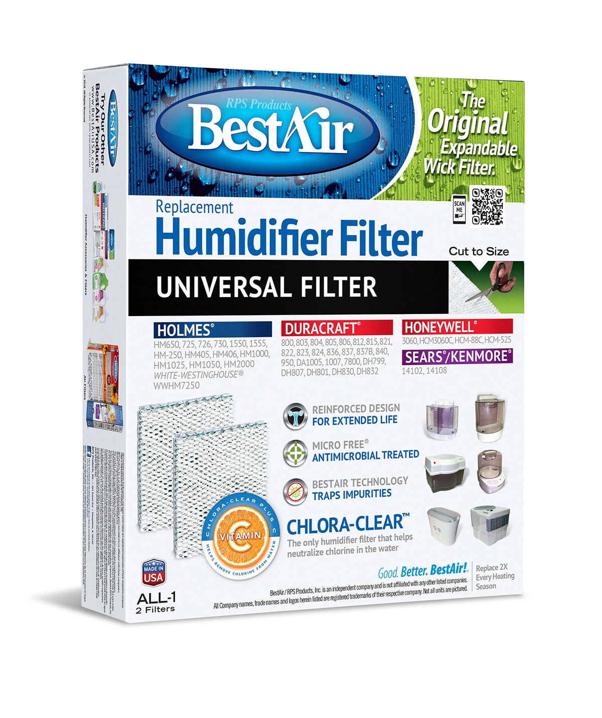 BestAir ALL-1 Universal Wick Filter, Compatible with Duracraft (2 ...