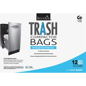 Whirlpool W10165294RB Plastic Trash Compactor Bags, 15 inch, Pack of 60 ...