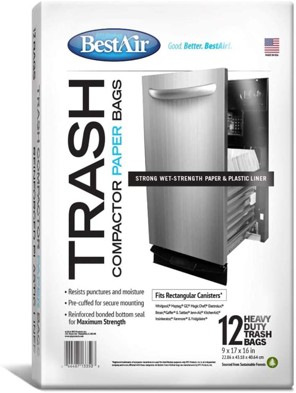 BestAir WMCK1335012-2 Heavy Duty Trash Compactor Pieces, 16'' D x 9'' W ...