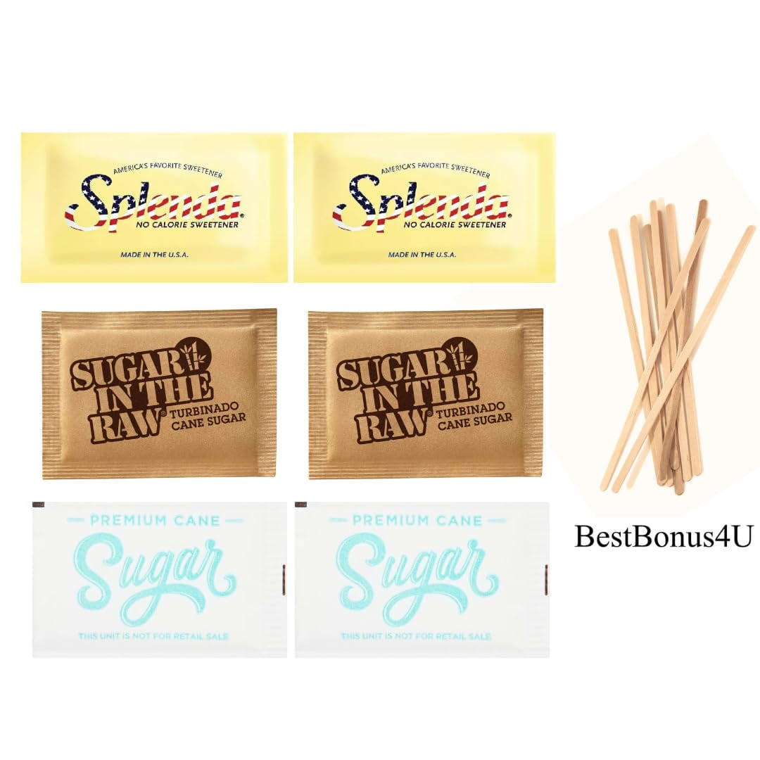 BestBonus4u Sugar & Sweetener Assortment Packets Bundle Includes 350 ...