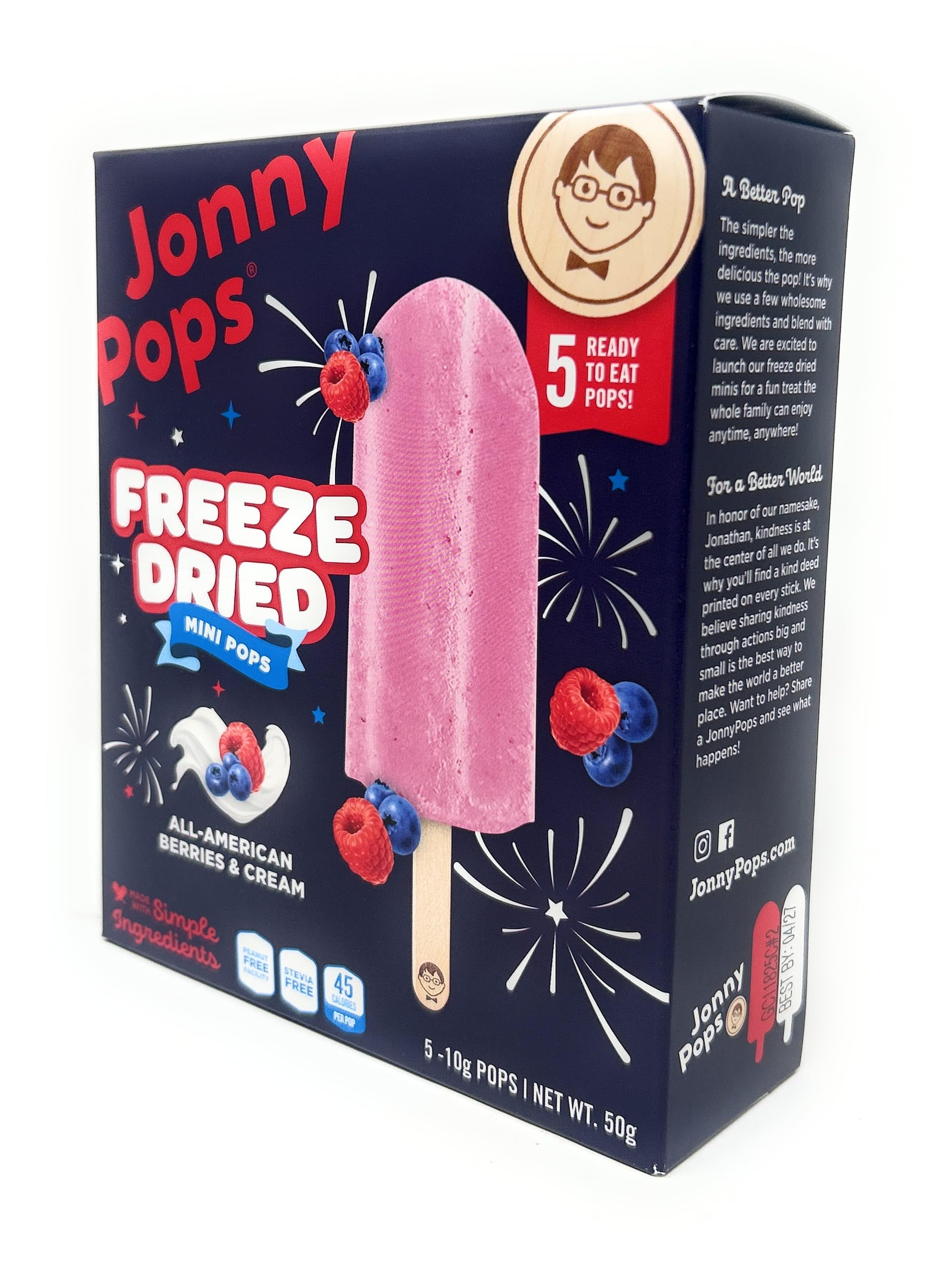BestBy04/27 Jonny Pops Mini Popsicles Freeze Dried Berries & Cream 10g ...