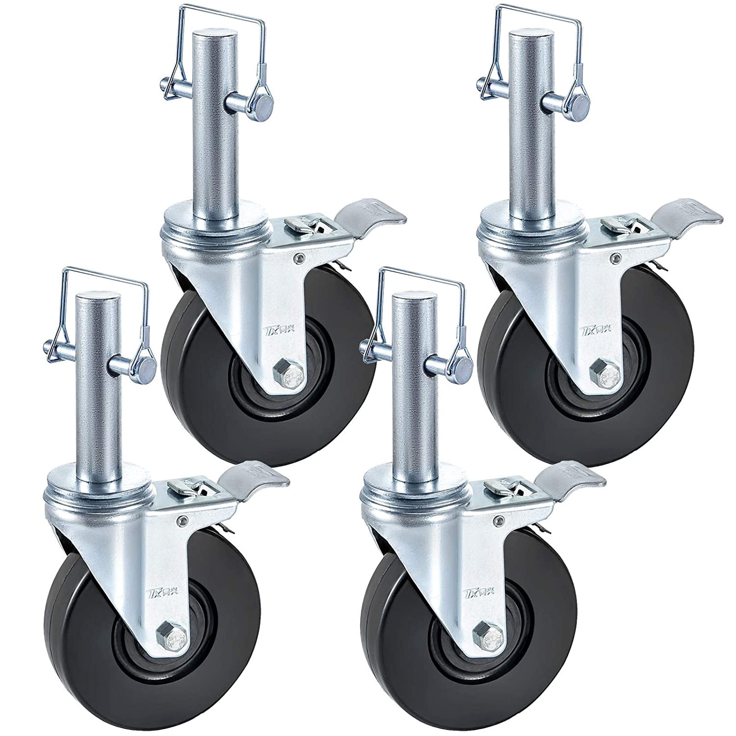 BestEquip 4 Pack 5" Scaffolding Rubber Swivel Caster Wheels with Dual ...