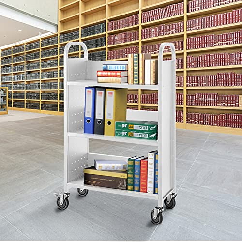 BestEquip Book Cart, 200LBS Library Cart, 49.2''x29.5''x13.8'' Rolling ...