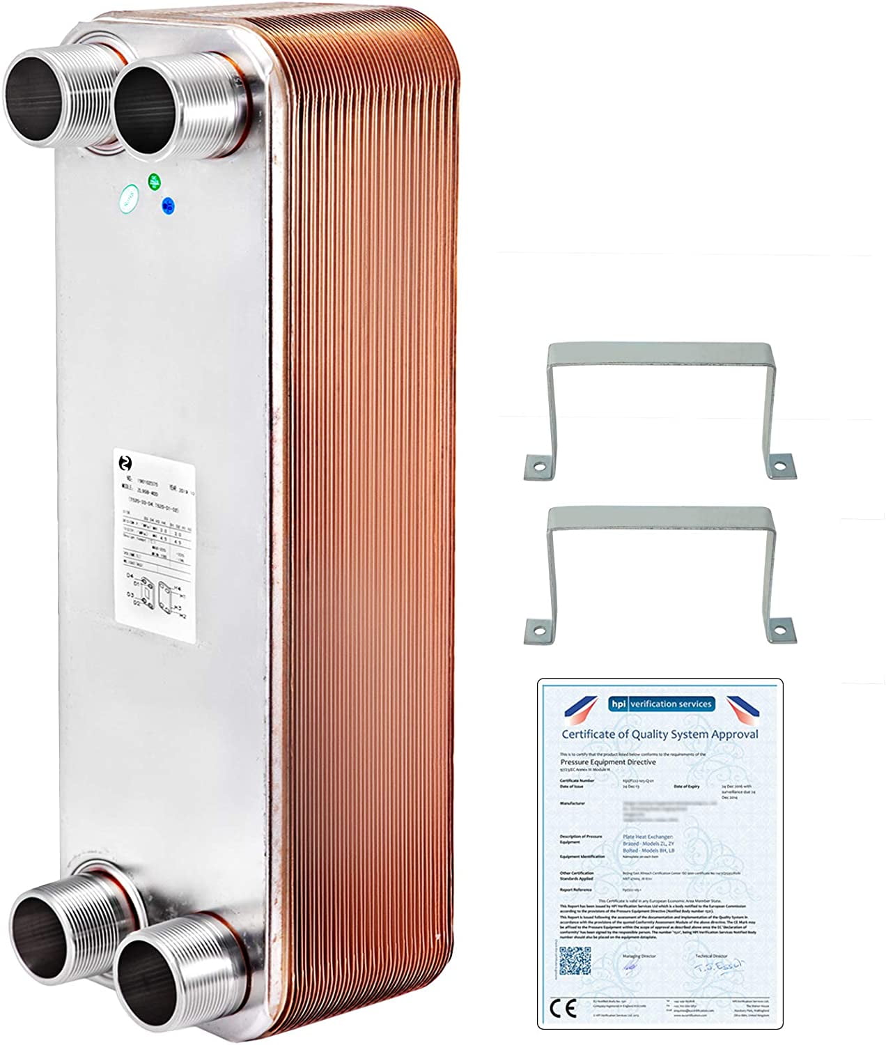 BestEquip Heat Exchanger 3"x7.5" 30 Plates Brazed Plate Heat Exchanger ...