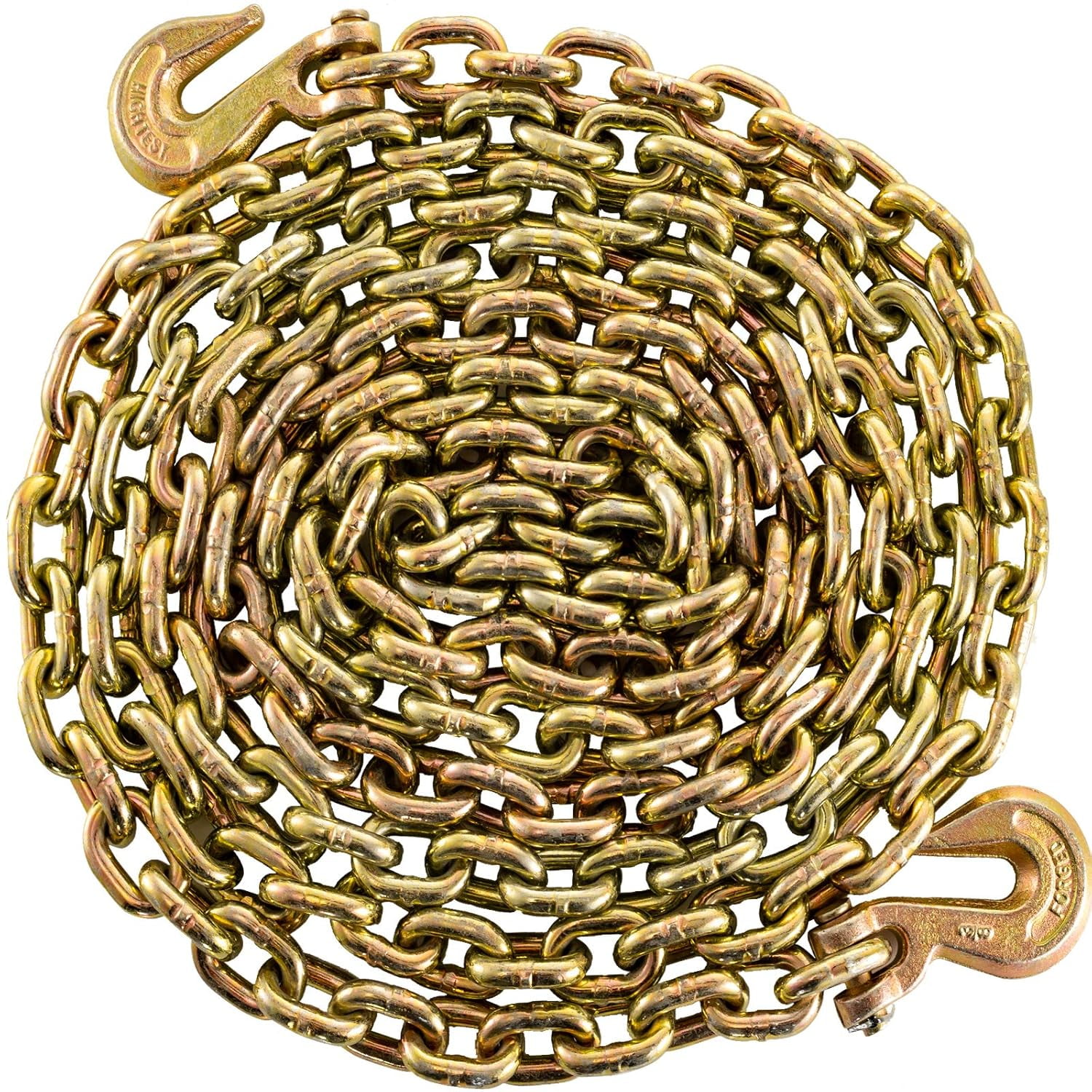 BestEquip Tow Chain 3/8" x 20' G80 Heavy Duty Chain with Safety Grab Hooks Logging Chain Safe ...