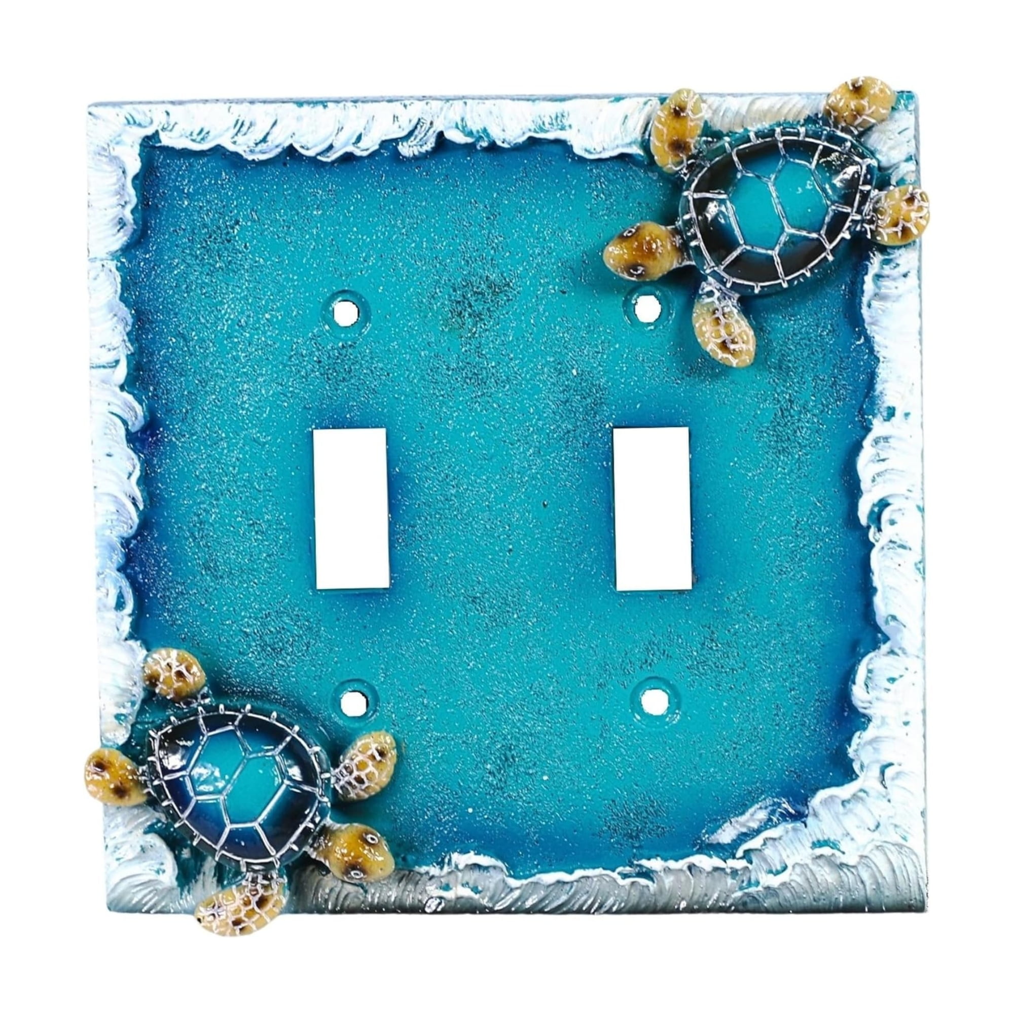 Nautical Double Toggle Switch Plate (2 Gang) with Sea Turtle & Ocean ...