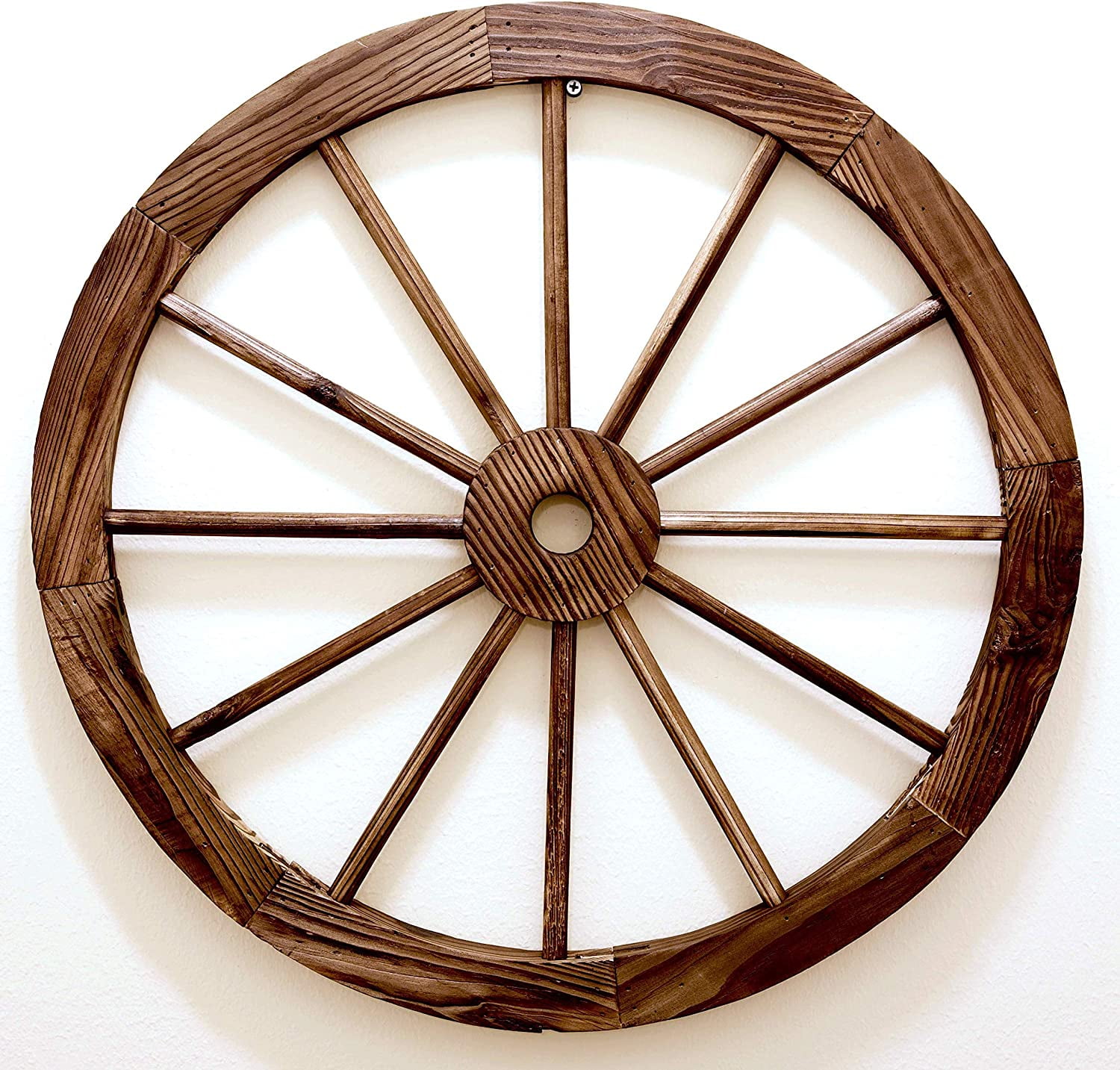 BestGiftEver Rustic 24 Inch Wood Wagon Wheel Decor - Vintage Style for Western Home, Old Wagon ...