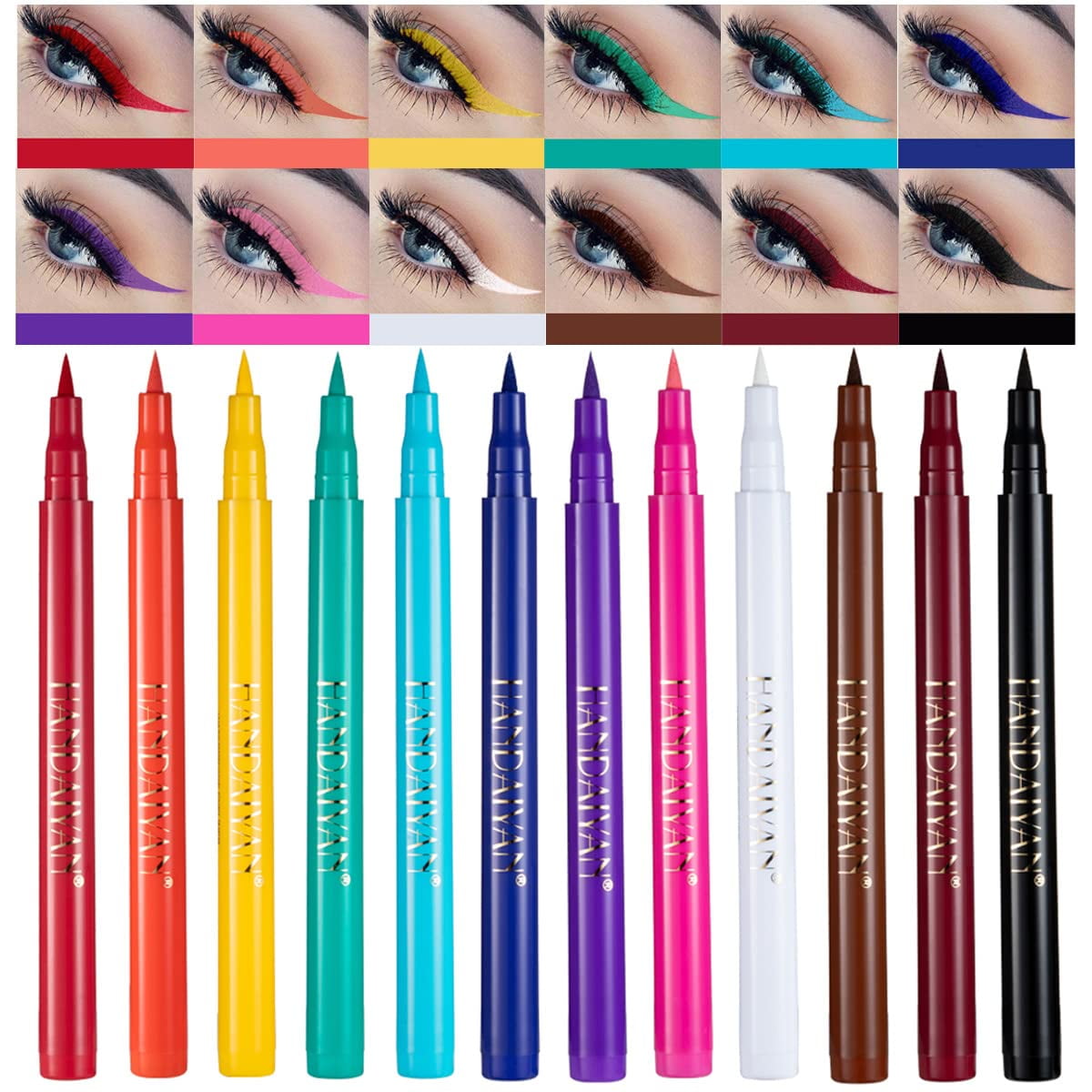 BestLand 12 Colors Matte Liquid Eyeliner Set Rainbow Colorful Neon ...