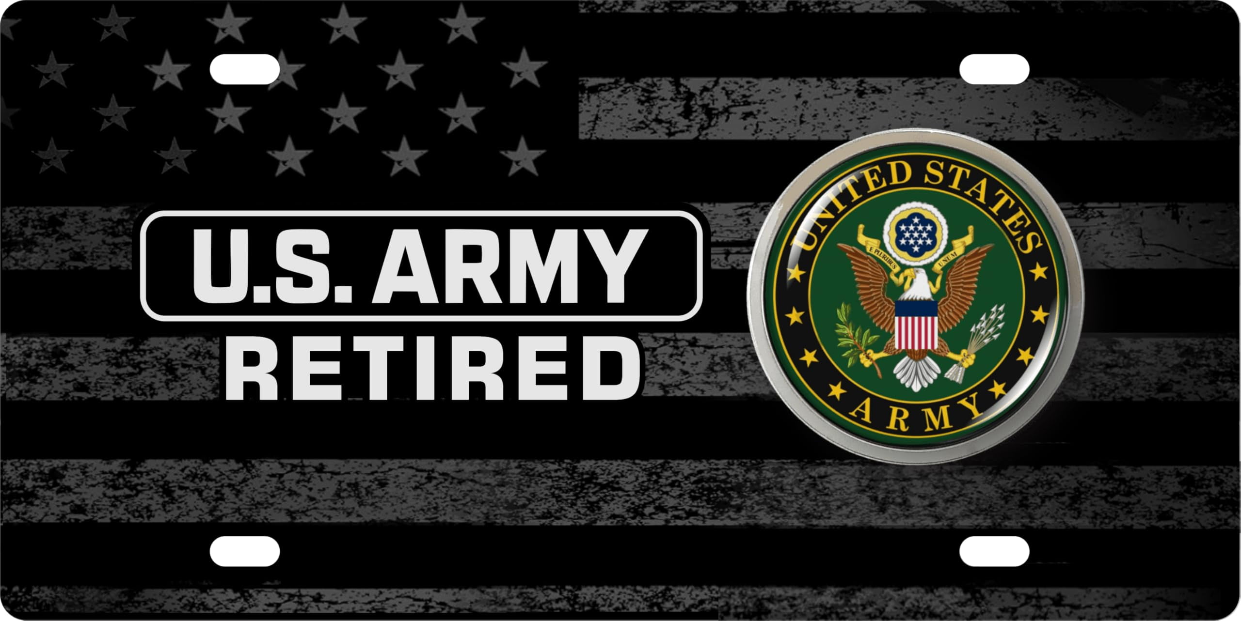 BestLicensePlateFrames - US Army Retired 4-Hole Patriotic American Flag Black Stainless Steel ...
