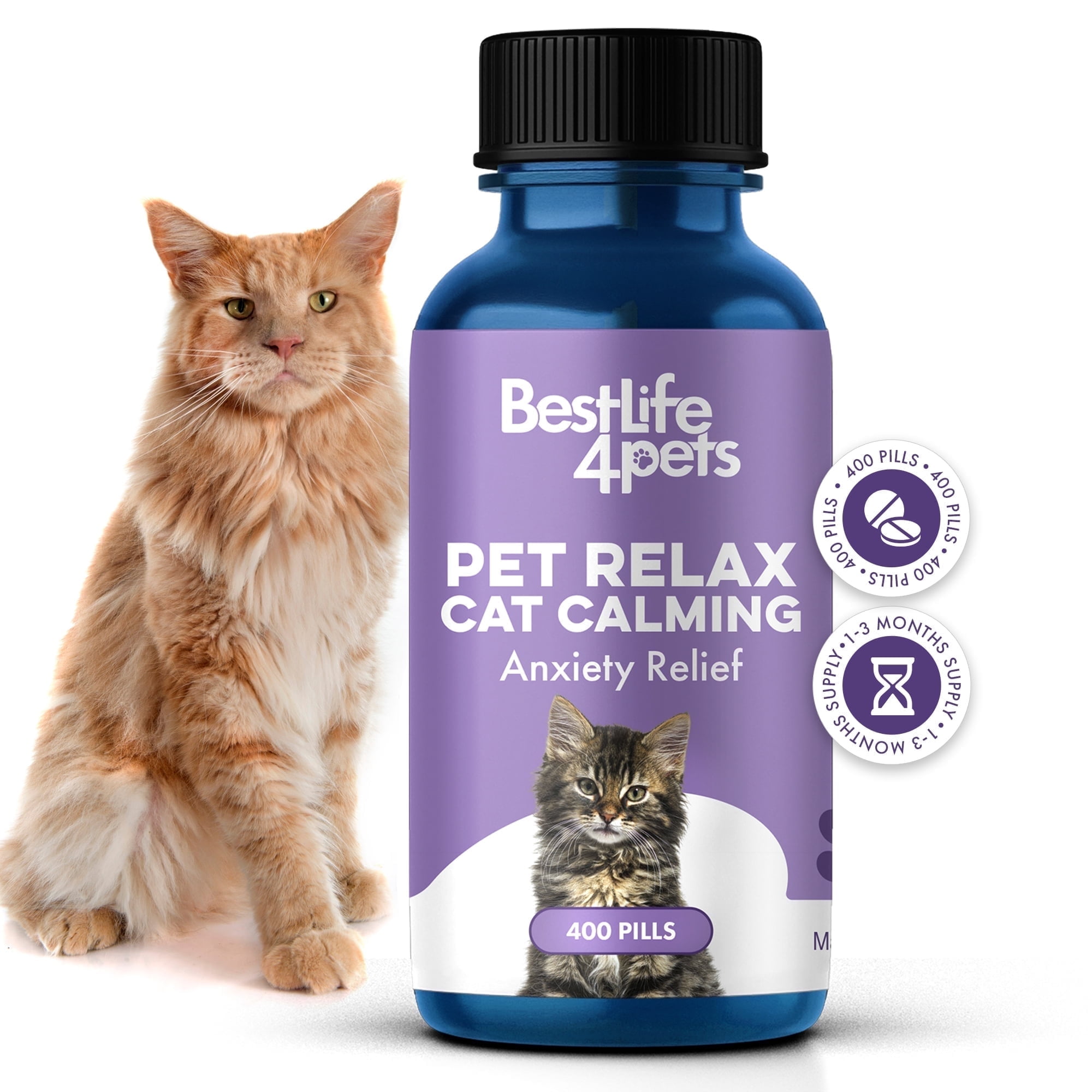 BestLife4Pets Pet Relax Cat Calming Anxiety Relief - Natural Supplement ...