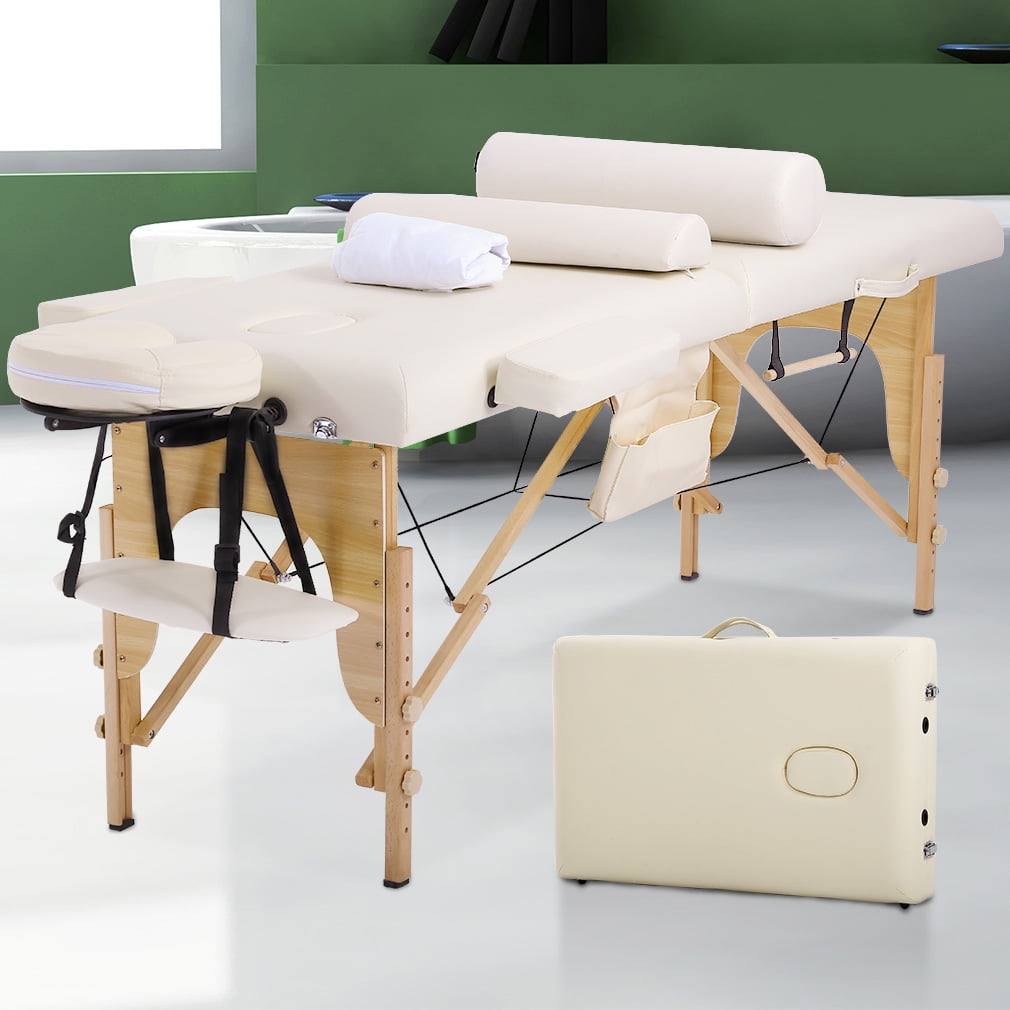 BestMassage 2-Fold Portable Height Adjustable Massage Table, w ...