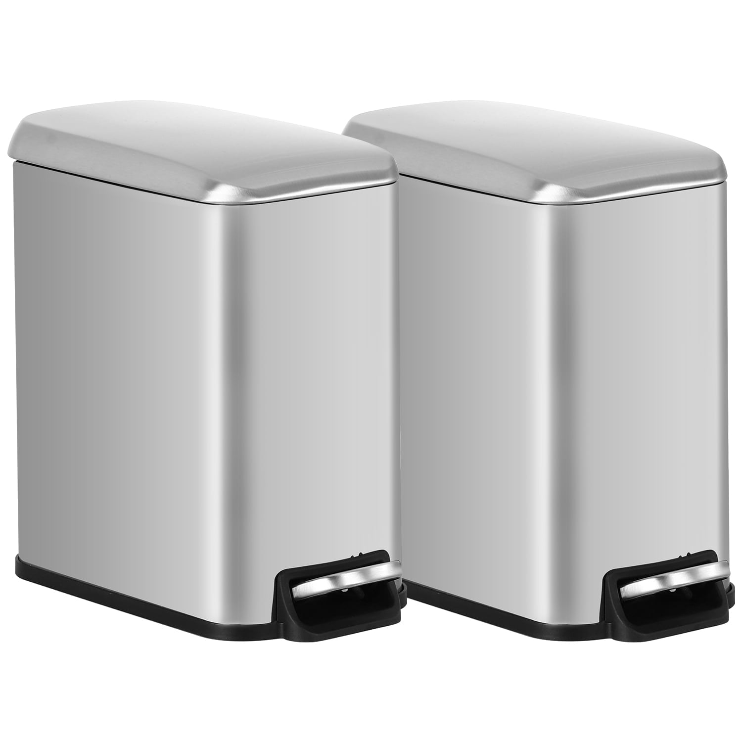 BestOffice 1.3 Gallon Stainless Steel Trash Can with Lid, 5L, Removable ...