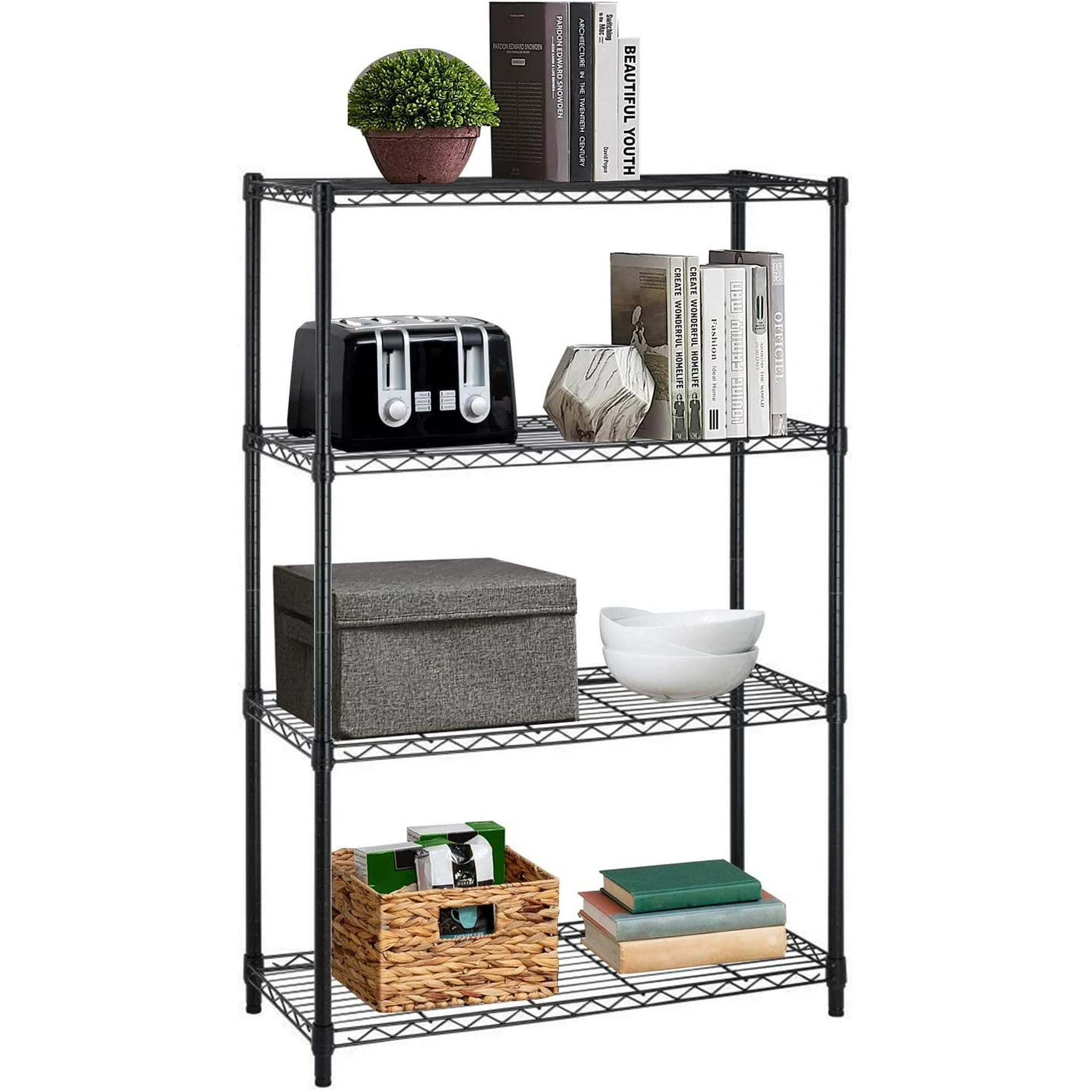 BestOffice 4-Tier Heavy-Duty Steel Storage Shelves, Adjustable, Utility ...