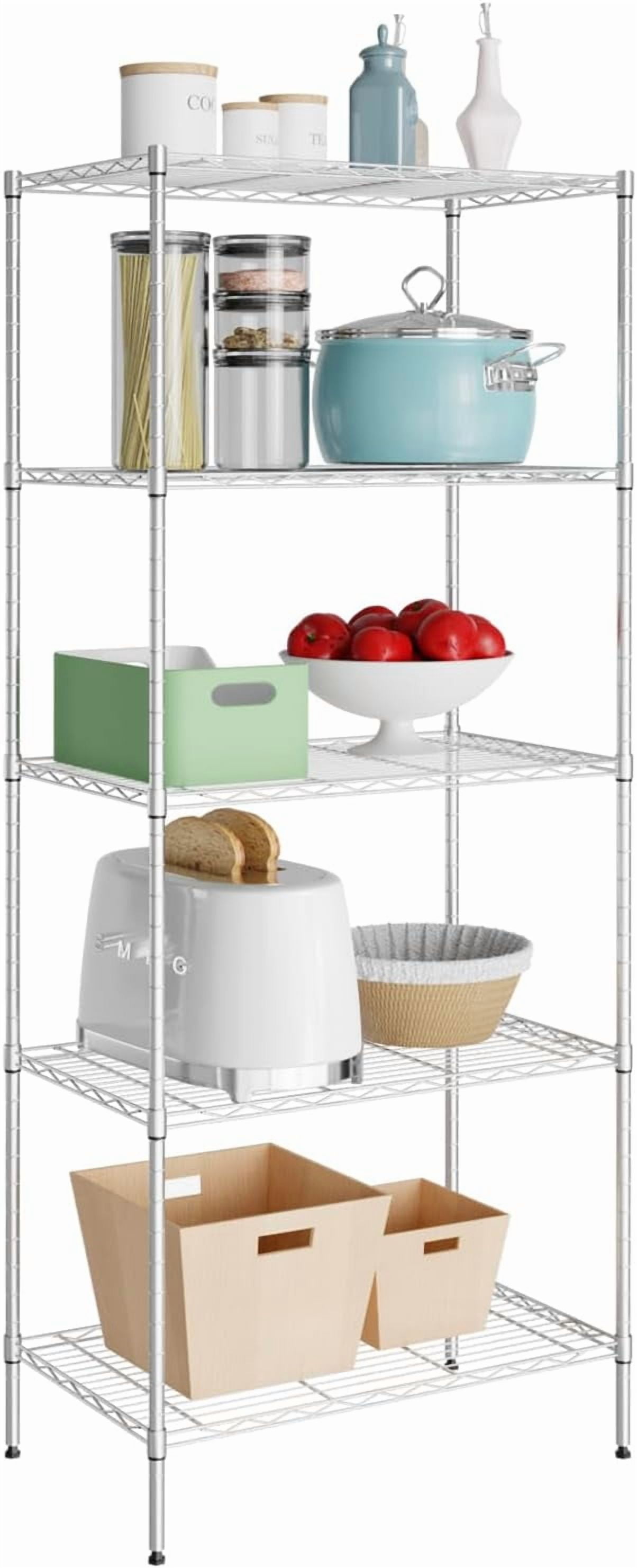 BestOffice 5-Shelf Adjustable Wire Shelving Unit Metal Shelf Layer Rack ...