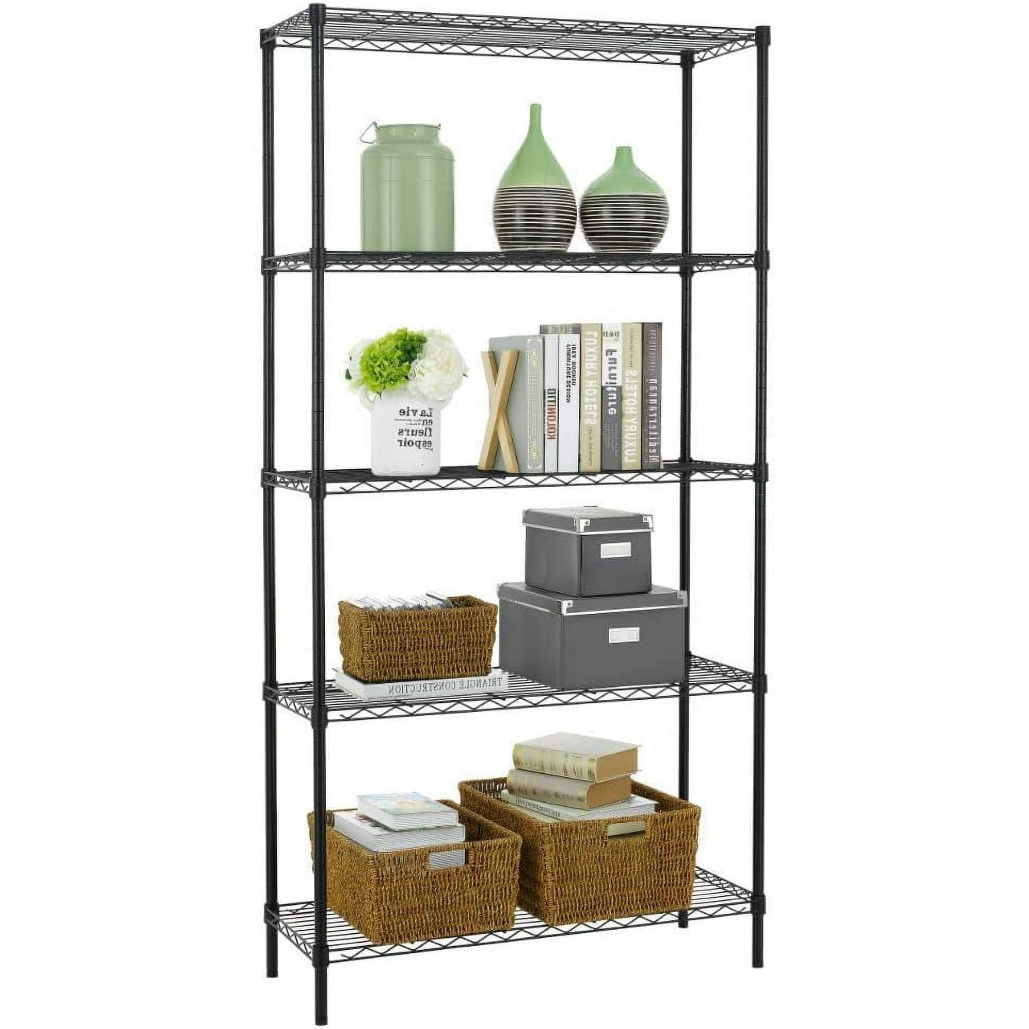 BestOffice, 5 Tier Wire Shelving Unit, 1250lb Capacity, Black - Walmart.com
