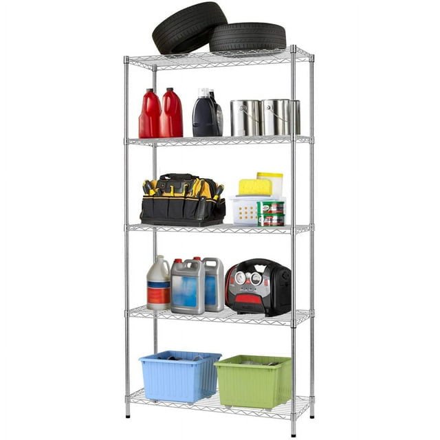 BestOffice 5 Tier Wire Shelving Unit 1250lb Capacity Chrome - Walmart.com