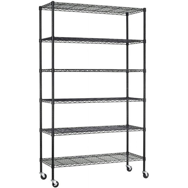 BestOffice Heavy Duty 6-Tier Wire Shelving with Casters, 2100LBS ...