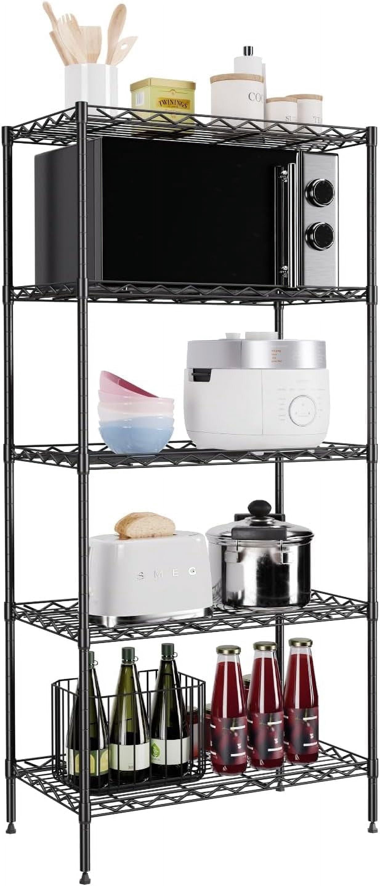 BestOffice Adjustable Storage Shelves Metal Storage Shelf(Black, 21.5L ...